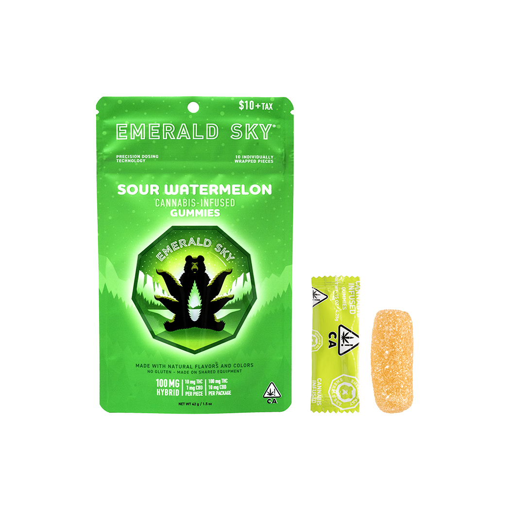 EMERALD SKY - Sour Watermelon Gummies 10 Pack 100MG