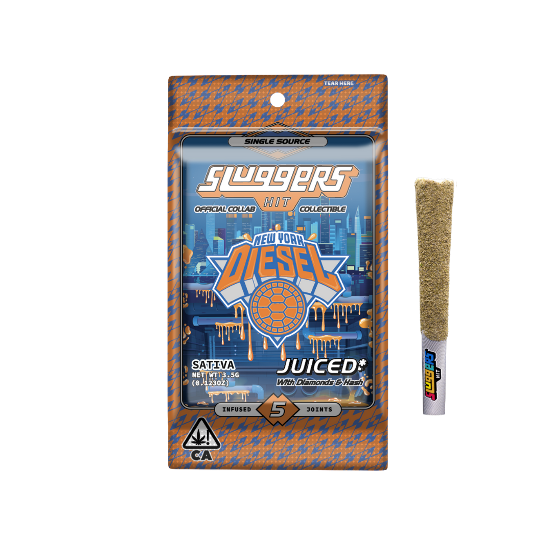 SLUGGERS - 5 Pack Juiced New York Diesel Infused Prerolls By Sluggers