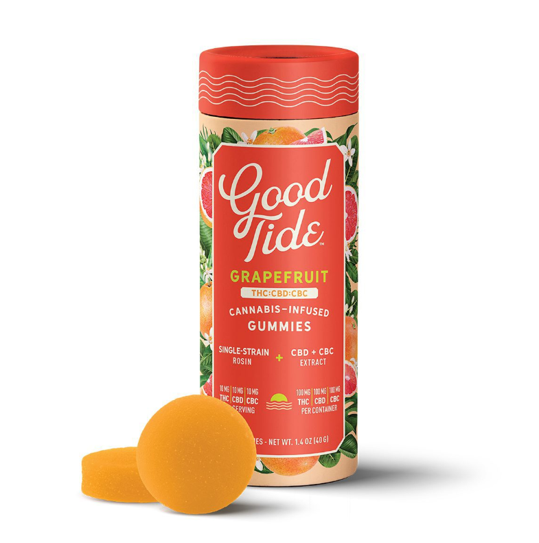 GOOD TIDE - Grapefruit 1:1:1 THC:CBD:CBC 10 Pack Live Rosin Gummies