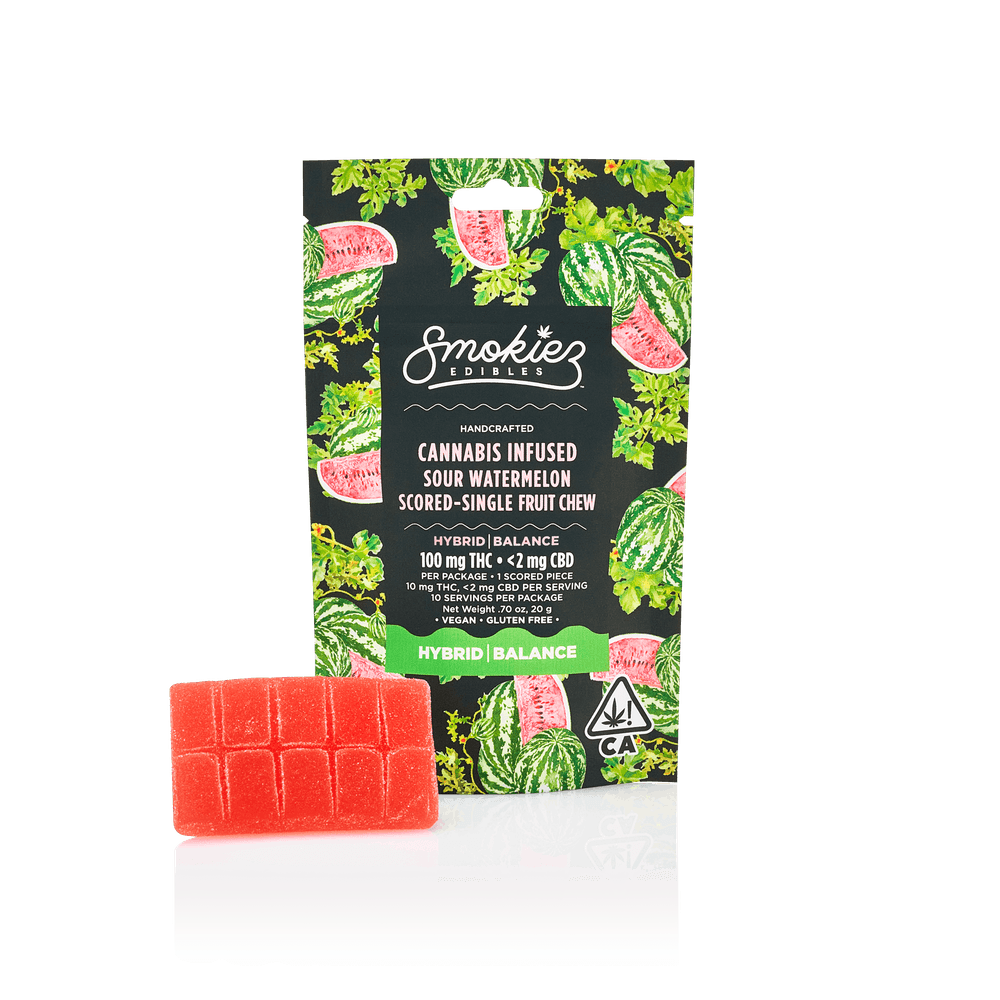 SMOKIEZ - Smokiez Single Scored Fruit Chews - Sour Watermelon 100MG