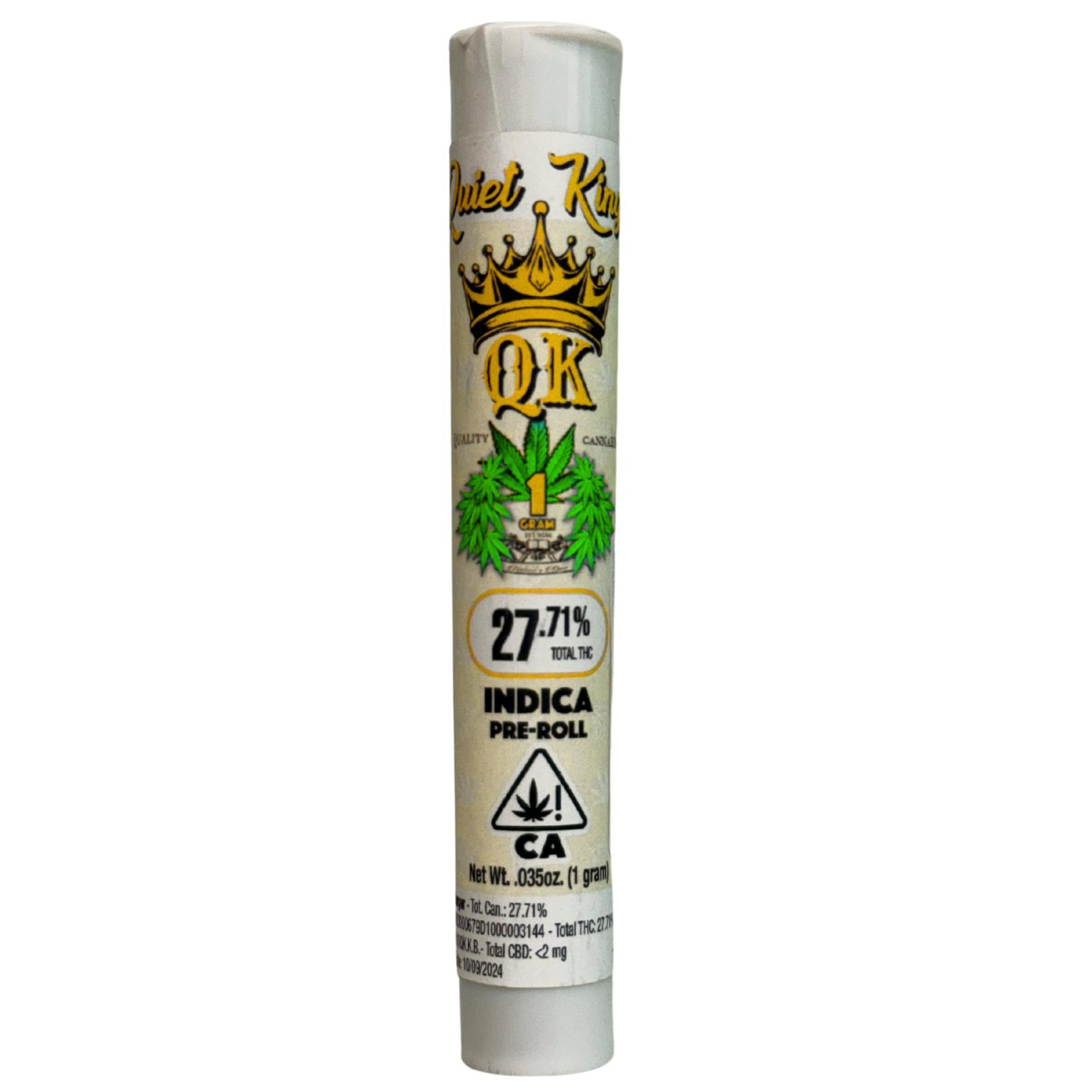 QUIET KINGS - QUIET KINGS SUGAR KUSH PREROLL 1G INDICA