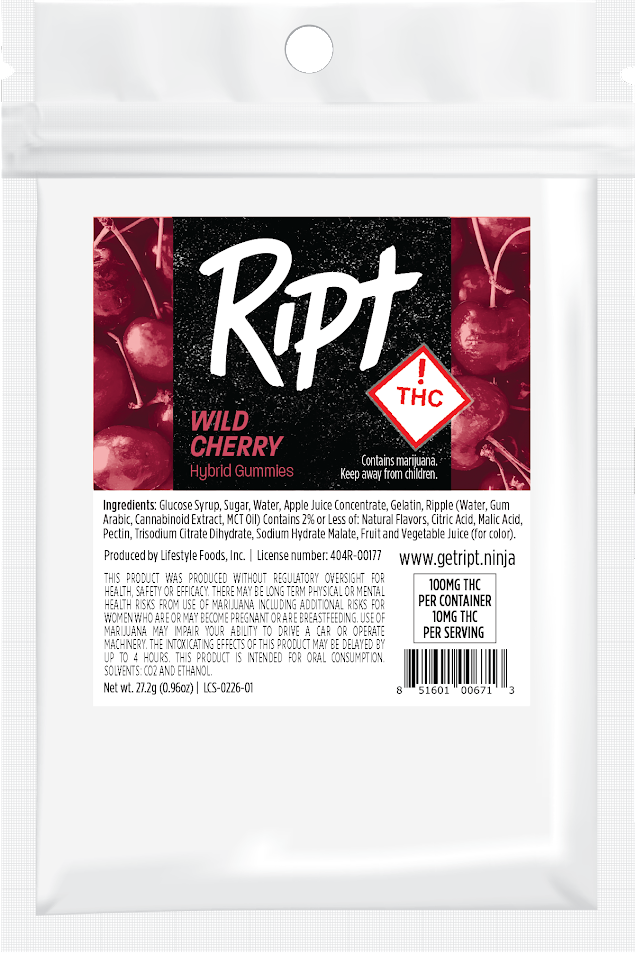 RIPT - RIPT - WILD CHERRY - HYBRID - GUMMIES - 100MG